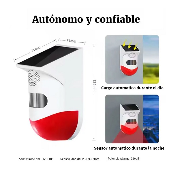 Electrónica Mendoza. SENSOR MOVIMIENTO SOLAR WIFI ALARMA EXTERIOR